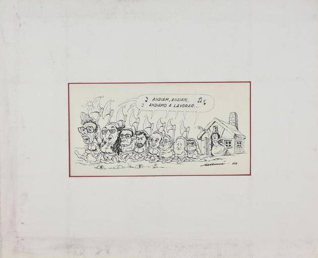 Sergio Manni Caricatura Litografia Su Carta, Cm 29,5x42