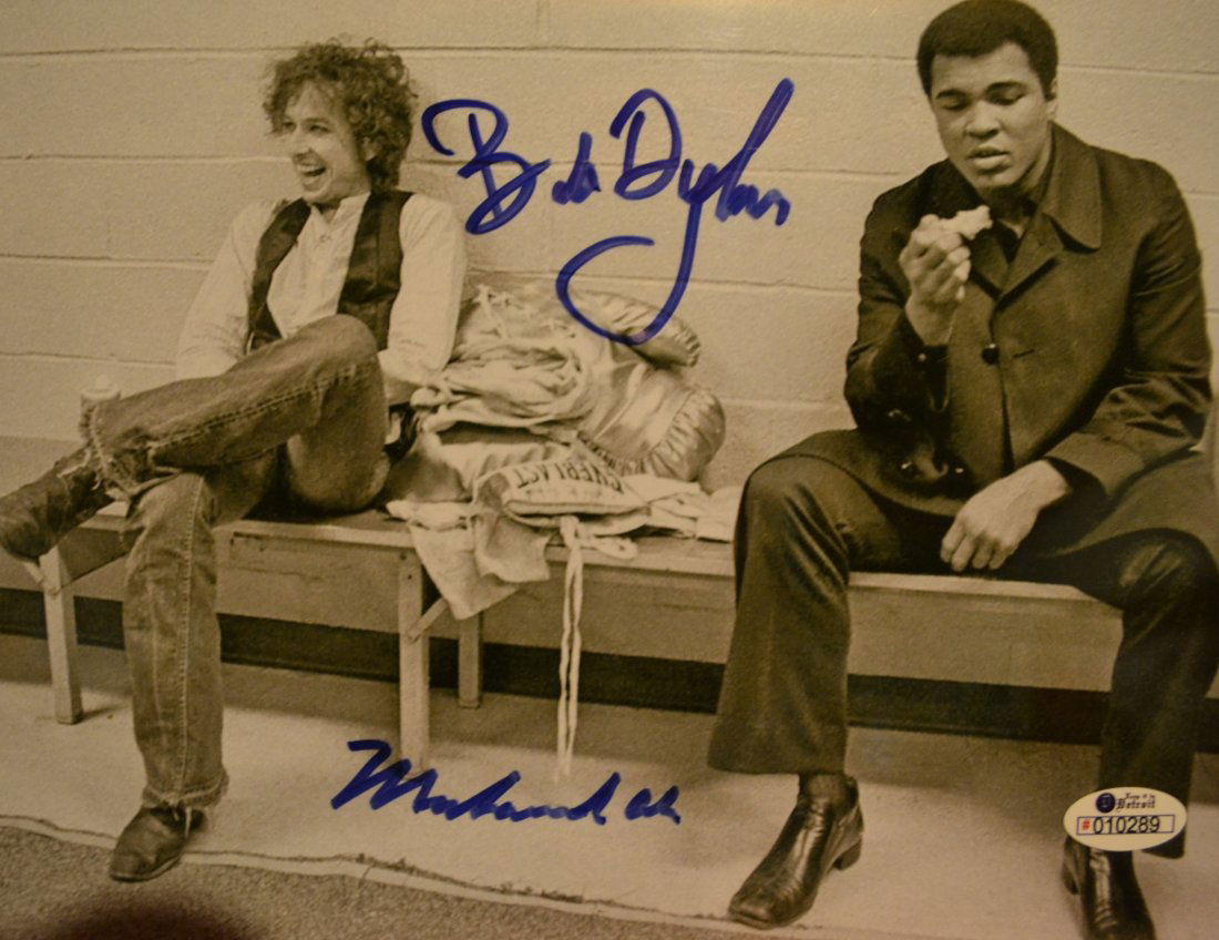 Muhammad Ali and Bob Dylan Autograph Photo. Bob Dylan