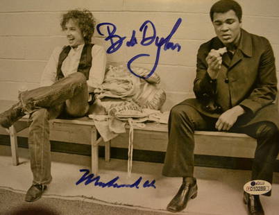 Muhammad Ali And Bob Dylan Autograph Photo. Bob Dylan