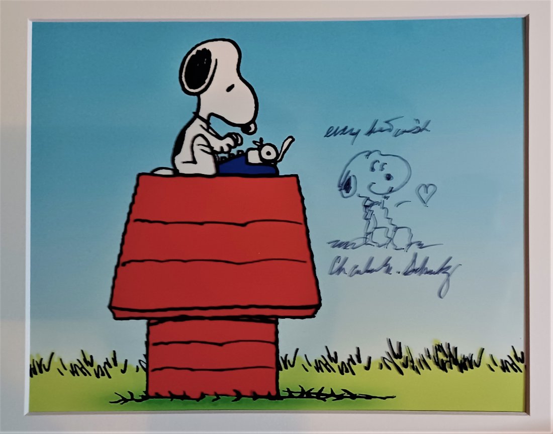 Snoopy Signed Sketch , Snoopy Signed Peanuts , Charles Schulz (#0075 ...