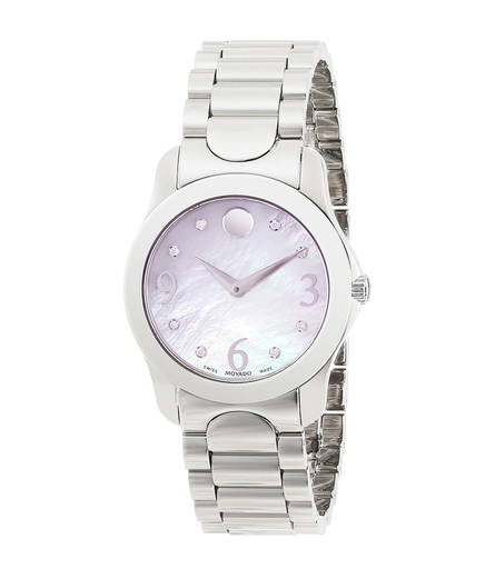 Movado 'moda' (2013) Swiss Made Stainless Steel + Diamonds Ladies Watch