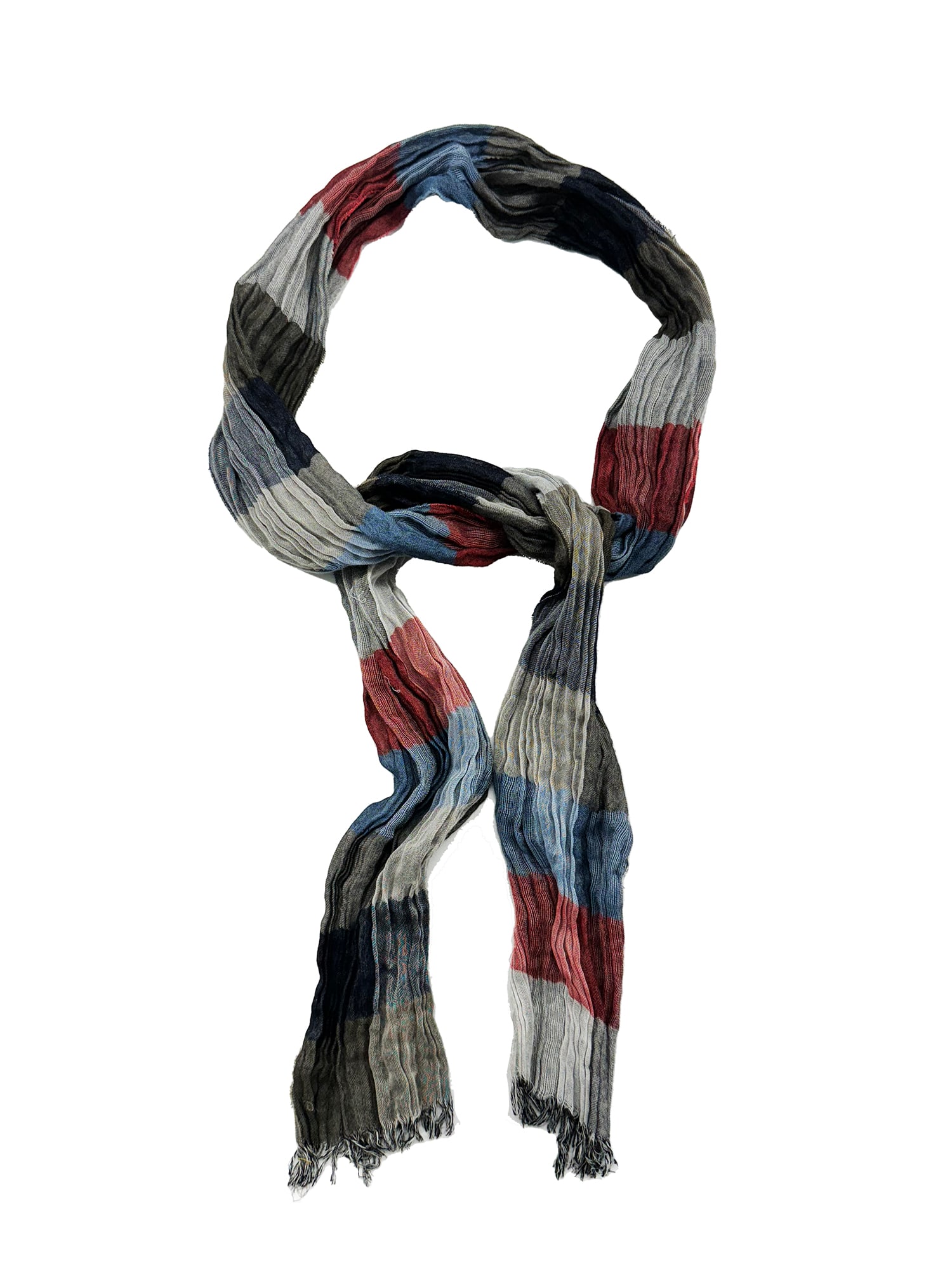 Hugo Boss 'scarf' (2019) Red, Blue & Grey Italian Linen Auction