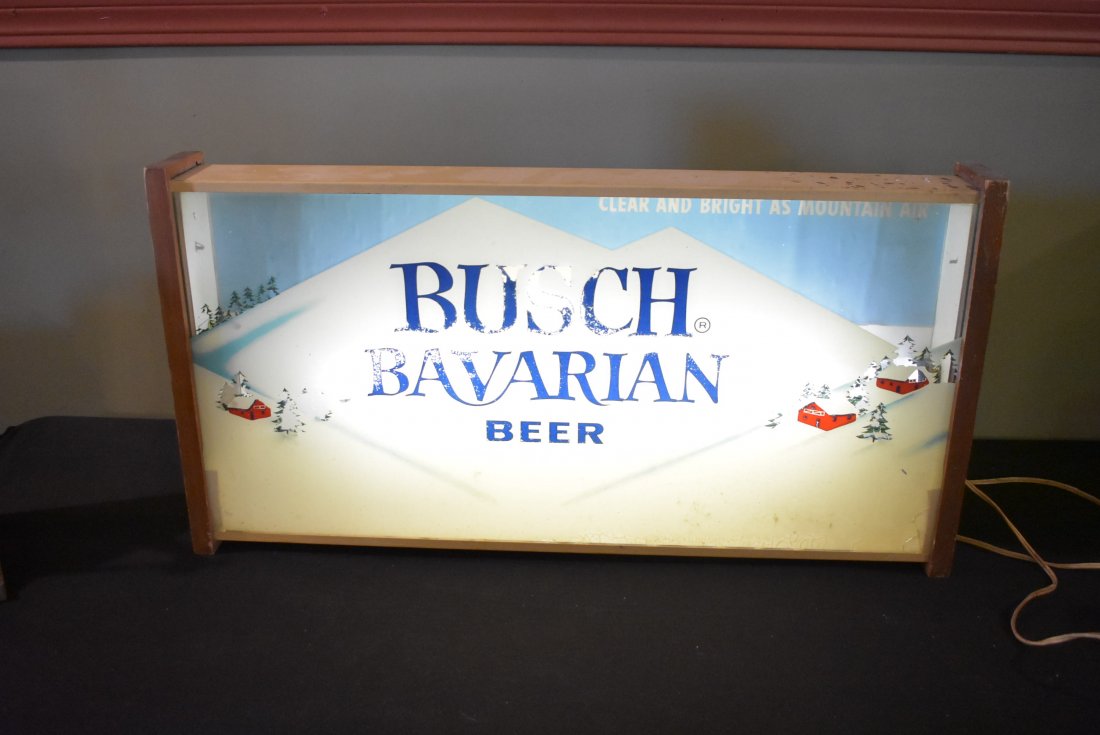 Vintage Busch Bavarian Beer Reverse Painted Sign/Light