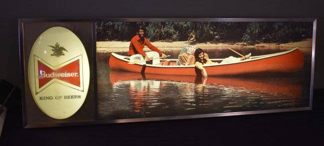 Vintage Budweiser Beer Bar Sign Light 1960s