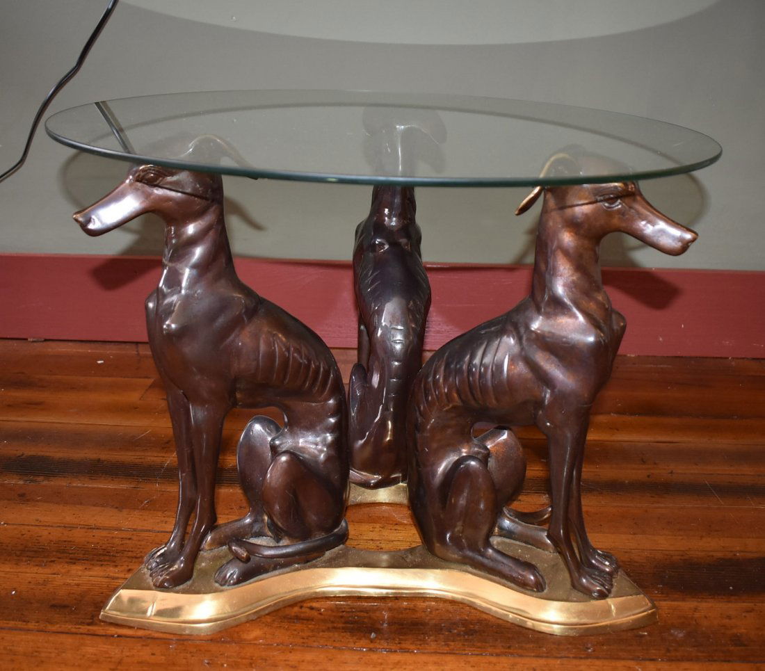 Bronze 3 Greyhound Dogs Table