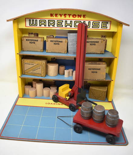 Vintage Keystone Toys Pressed Board Warehouse