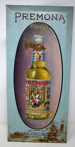 Vintage Premona Beer Sign Tin Over Cardboard