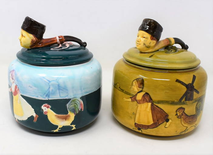 Pair of Majolica Pipe tobacco Jars / Humidors Dutch - May 31, 2020 ...
