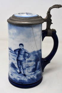 1/2 Liter Delft Porcelain Football Stein