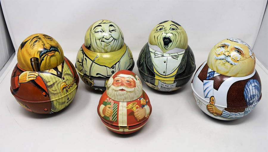 Lot Of 5 Bristol Ware Roly Poly Tobacco Tins