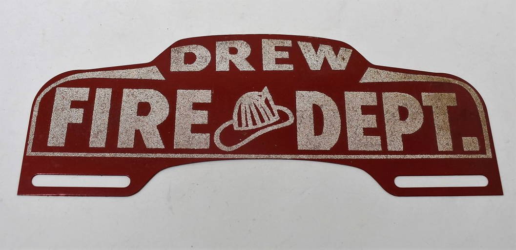 Vintage "Drew Fire Dept." Sign license plate topper - Aug 01, 2021 ...