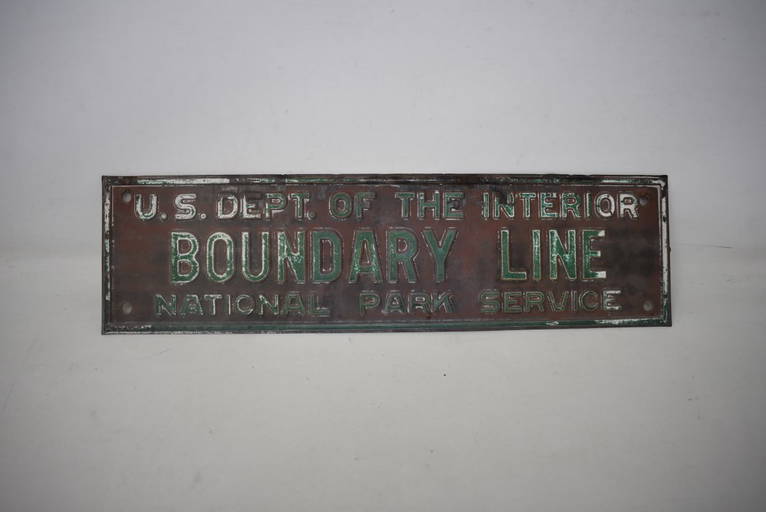 Vintage U.S. Dept of the Interior Boundry Line Embossed Sign (#0014) on ...