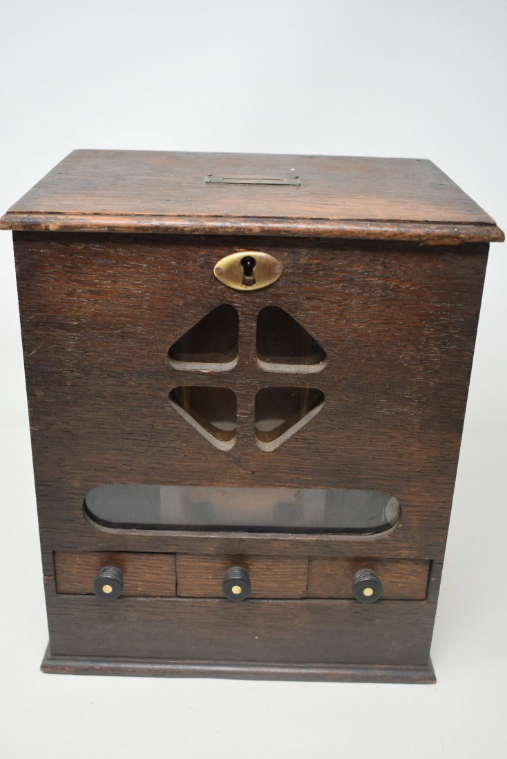 Vintage Antique Wood Cigarettes Coin Op Vending Machine