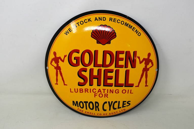 Modern Golden Shell Lubricating Motorcycle Oil Enamel Disc Sign (#0128 ...