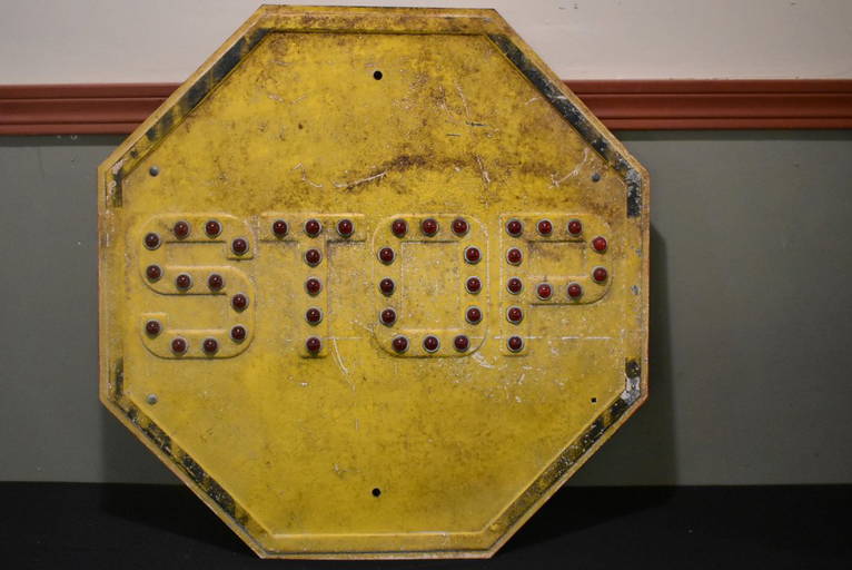 Old Cat's Eye Reflector Stop Sign Road Sign (#0235) on Jan 14, 2023 ...