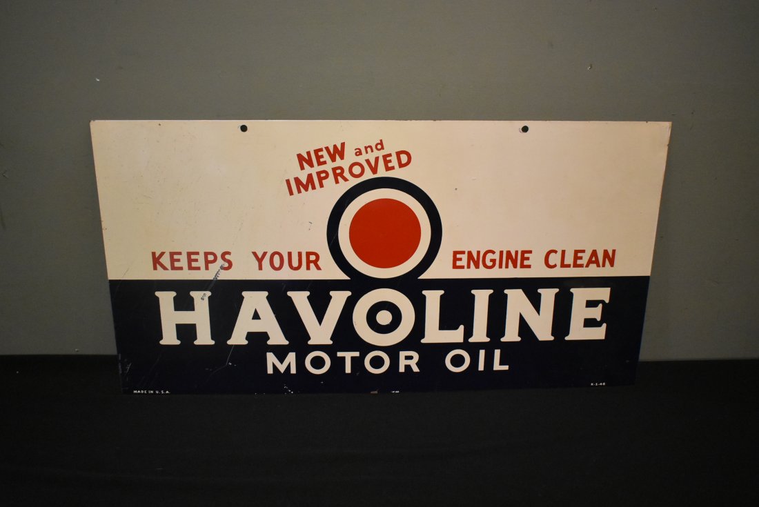1946 Havoline Motor Oil Metal Sign 2-Sided Marked K-1-46 (#0244) on Jan ...