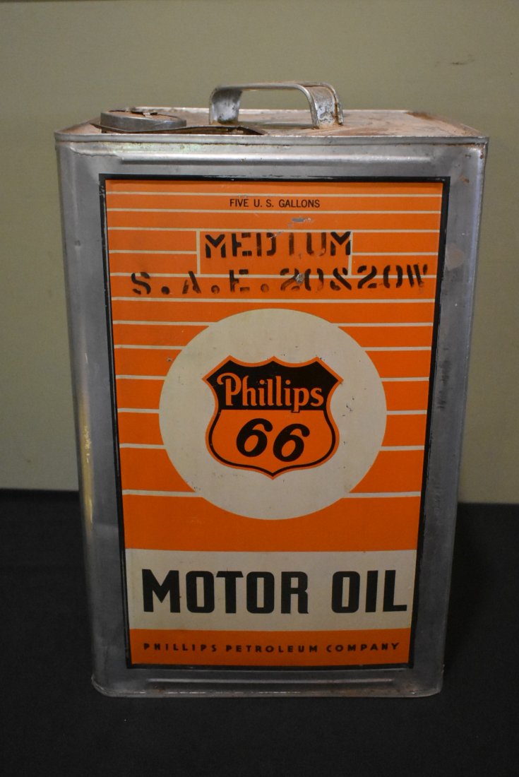 Vintage Phillips 66 5 Gallon Square Oil Can