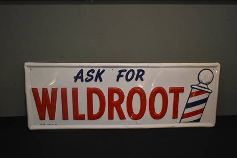 1965 Large Wildroot Barbershop Embossed Metal Sign Am Sign Co