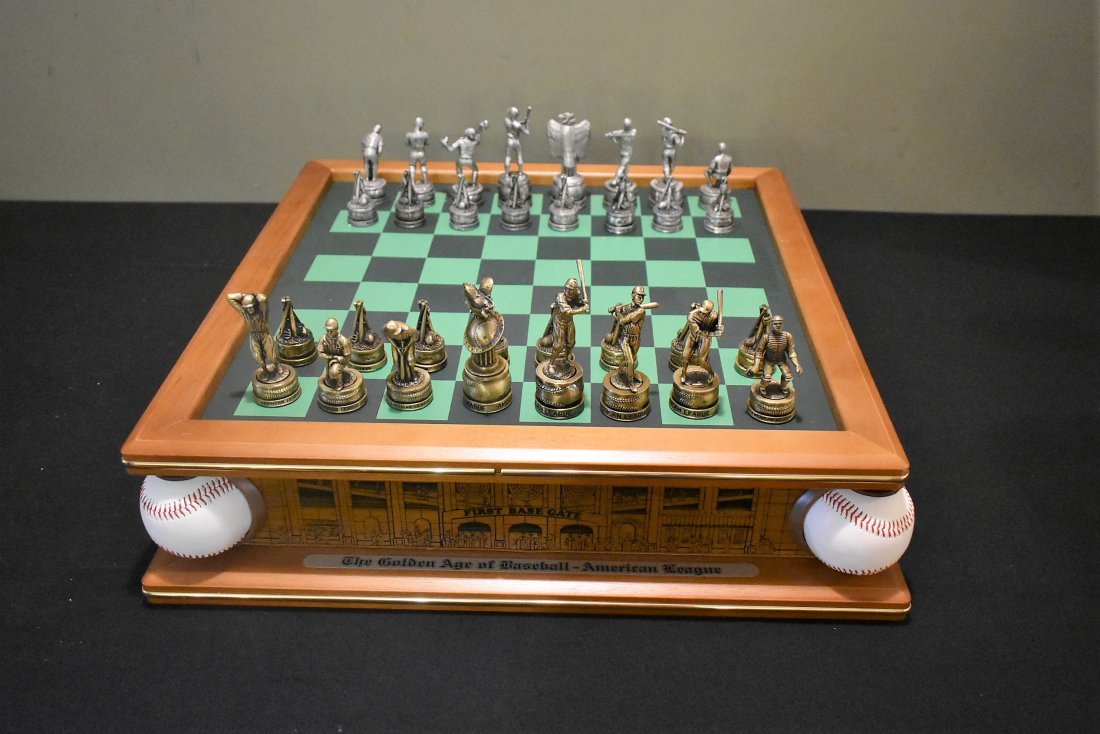 Bradford Exchange Golden Age of Baseball Pewter Chess Set NICE (#0360 ...