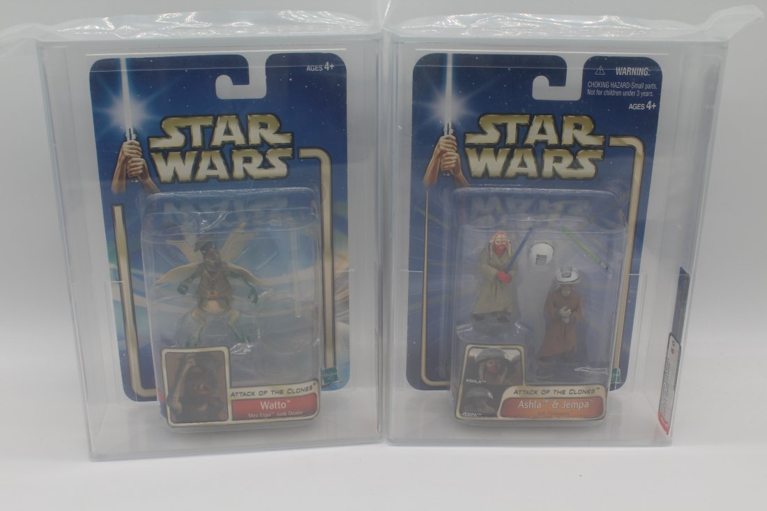 2 Star Wars AFA Graded Action Figures 80 Attack of the Clones Watto ...