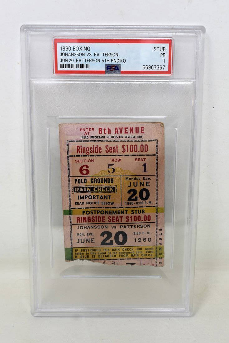 1960 Boxing Ticket Stub Johansson V Patterson Psa Graded Auction