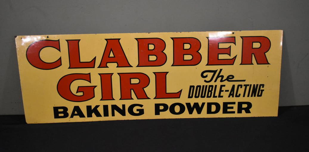 Vintage Clabber Girl Baking Powder Tin Advertising Sign