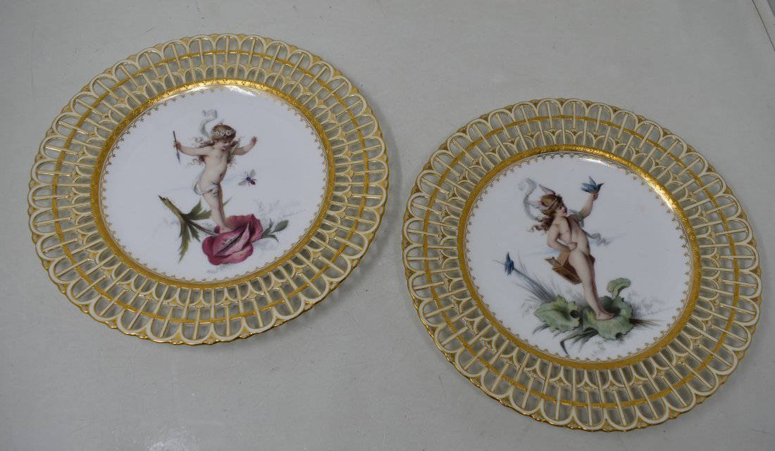 Pair Of Gorgeous Minton Reticulated Dessert Plates Auction