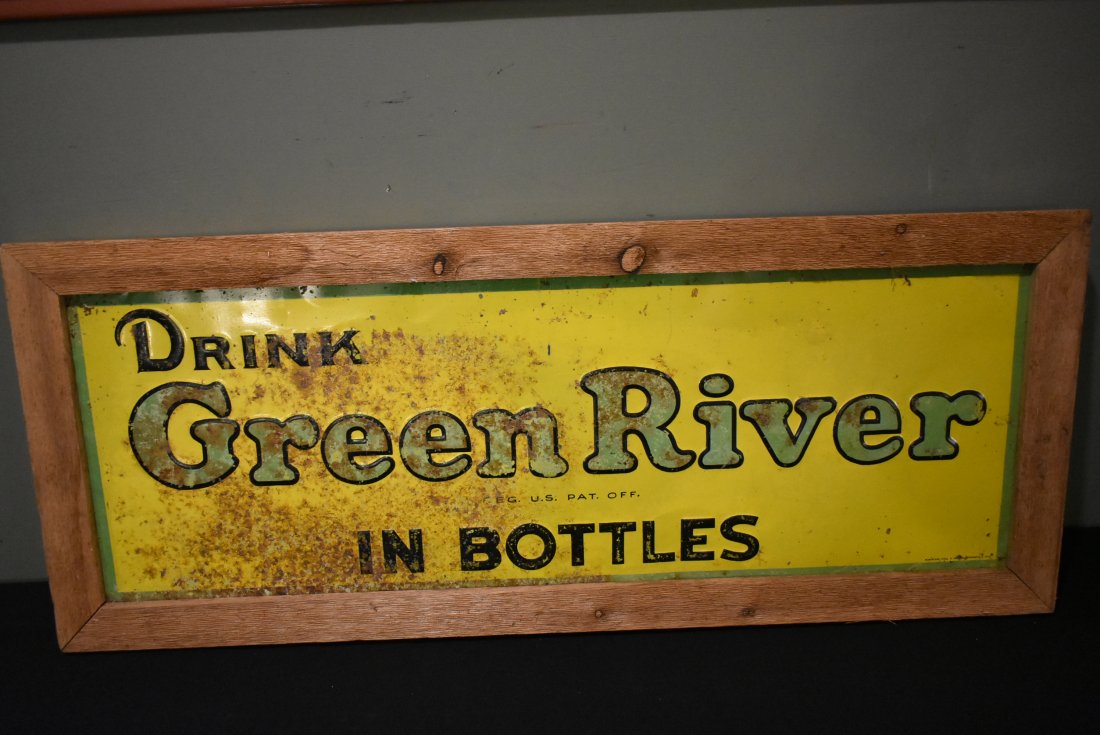 Original Green River Tin Sign Auction