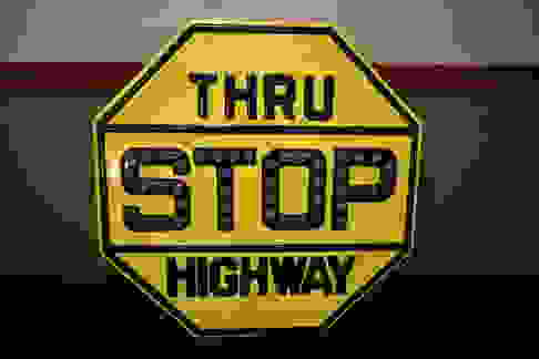 Restored Vintage Cat's Eye "thru Highway Stop Sign" Auction
