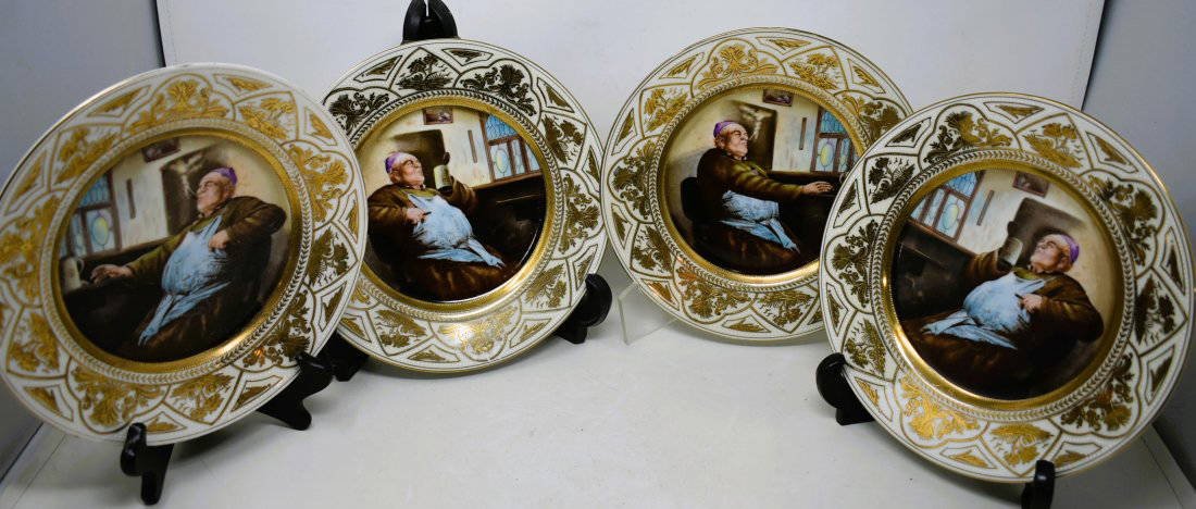 4 Agustus Rex Meissen Porcelain Monk Portrait Plates Auction