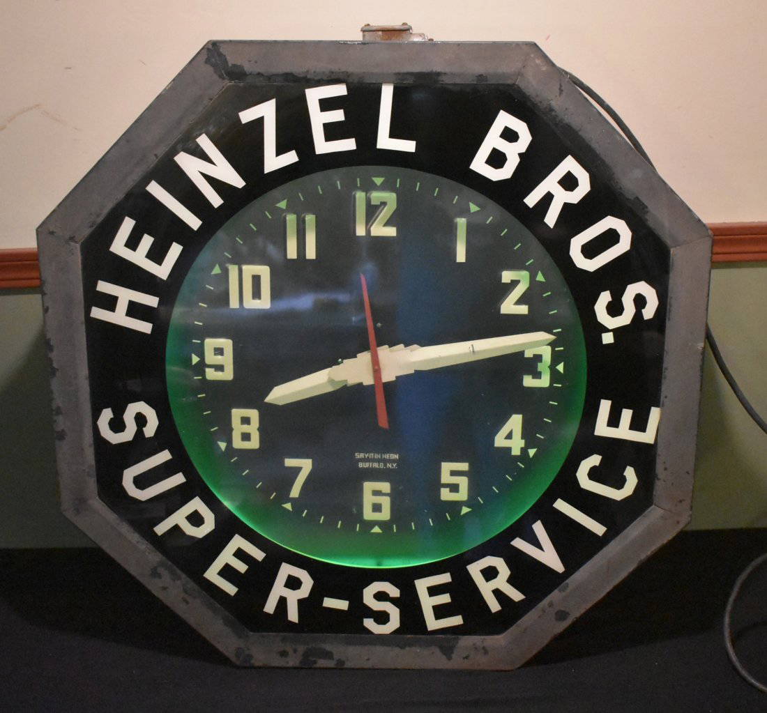 Vintage Garage Auto Shop Service Station Neon Clock Large Henzel Bros Auction