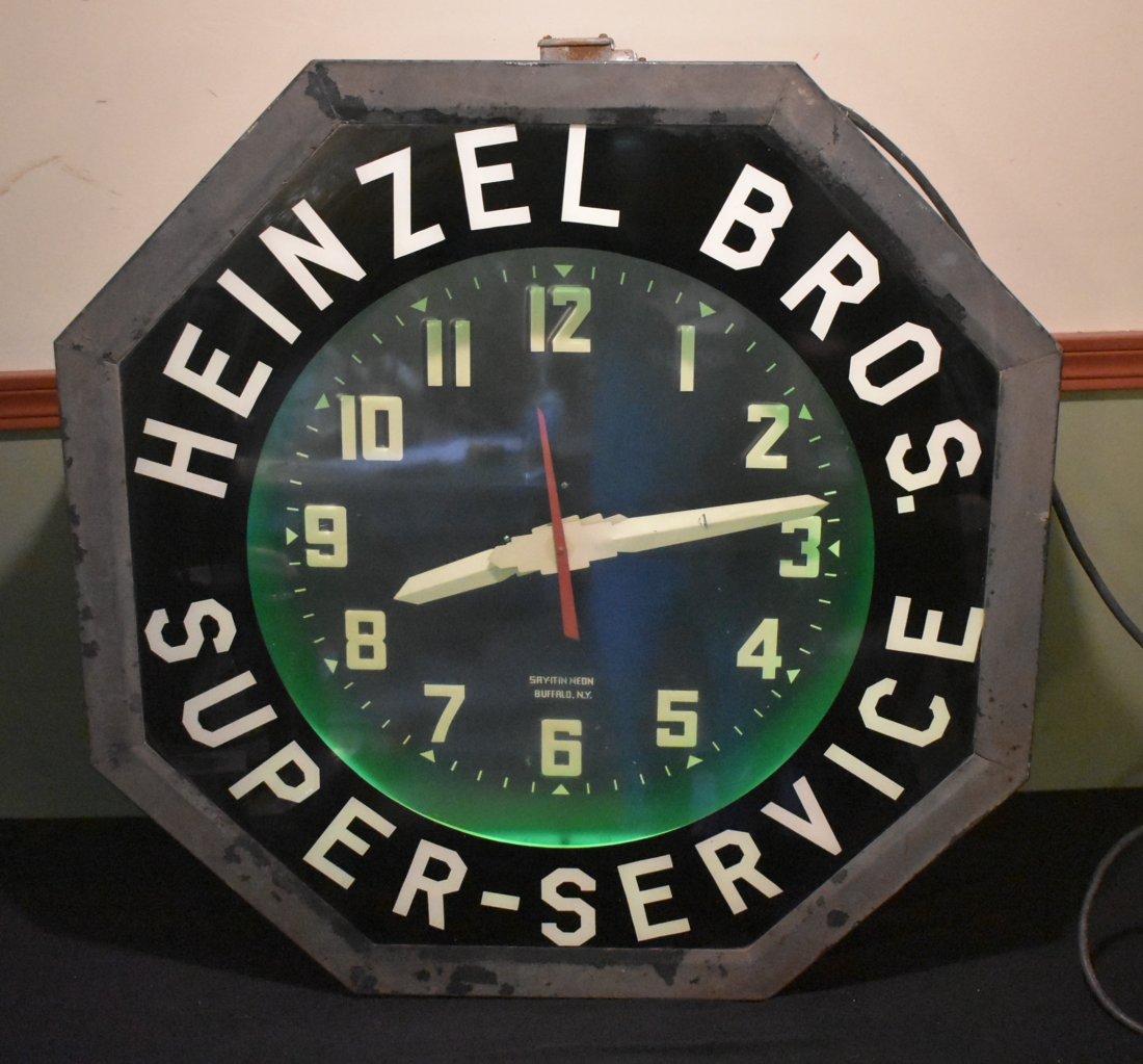 Vintage Garage Auto Shop Service Station Neon Clock Large Henzel Bros ...