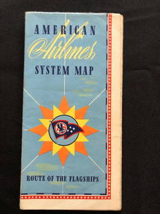 1950s American Airlines Route Map American Airlines System Map