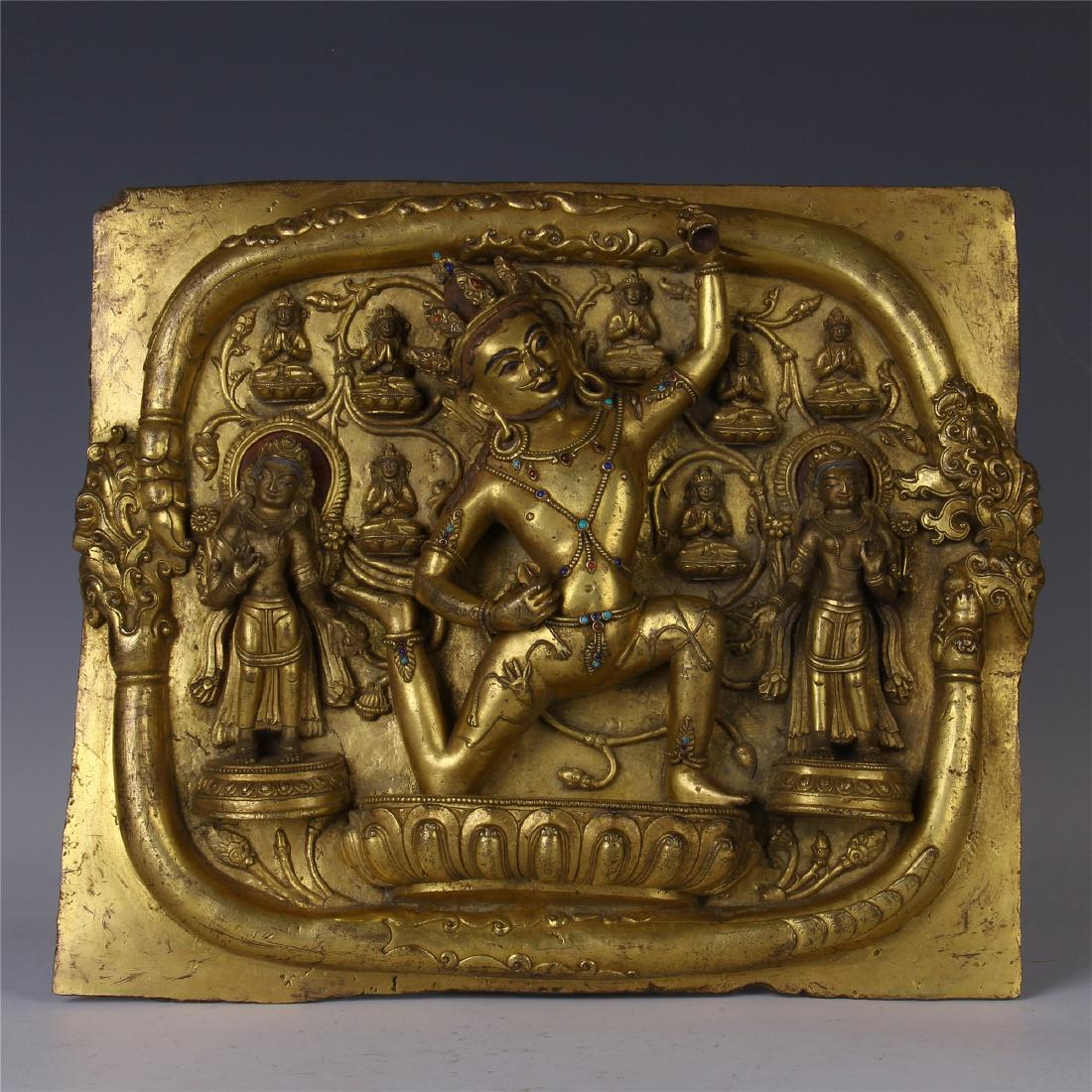 SINO TIBETAN GILT BRONZE STANDING ACALANATHA