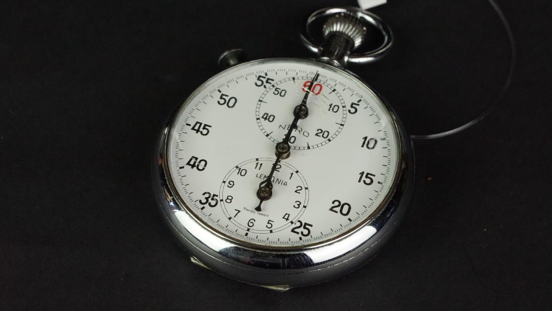 Lemania Nero Stop Watch, Circular White Twin Register