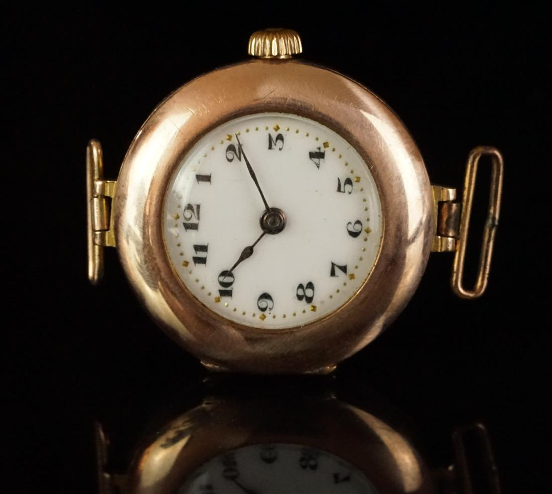 ANTIQUE ROLEX 9CT GOLD FOB WRISTWATCH, circular white