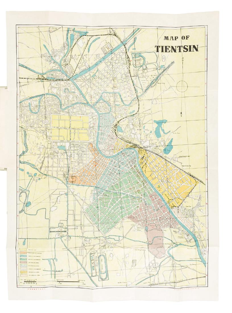 Rare folding map of Tientsin, China