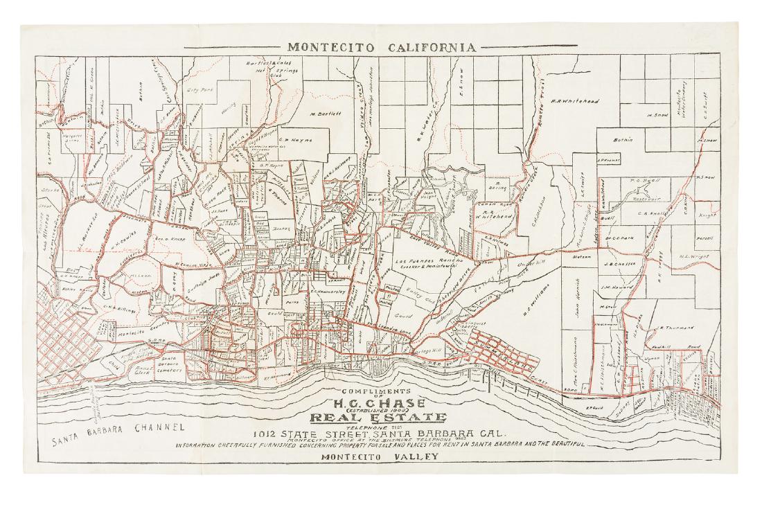 Rare real estate map of Montecito, California