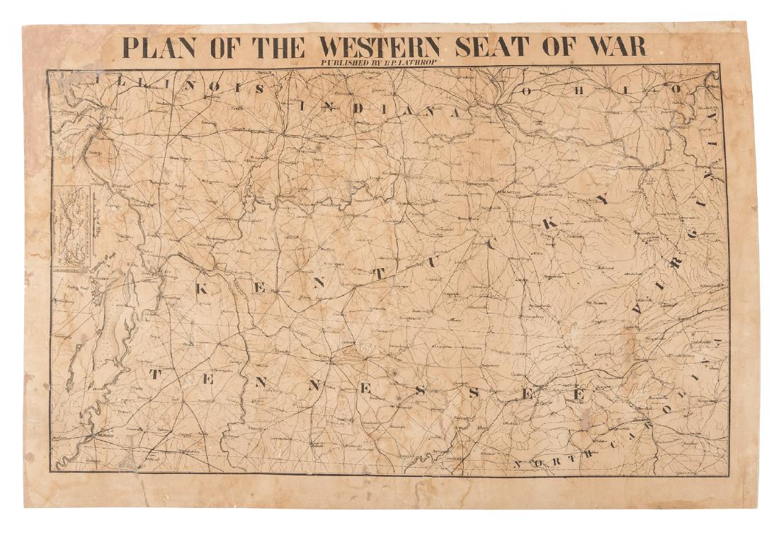 Rare Confederate map of western theatre of war