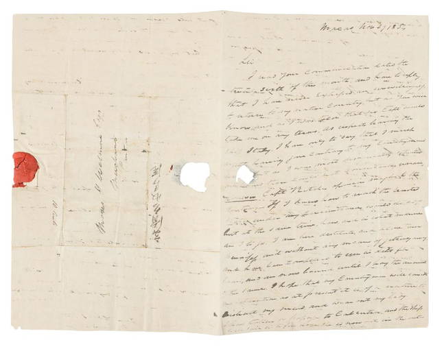 American Stranded In Macao, 1834 Letter