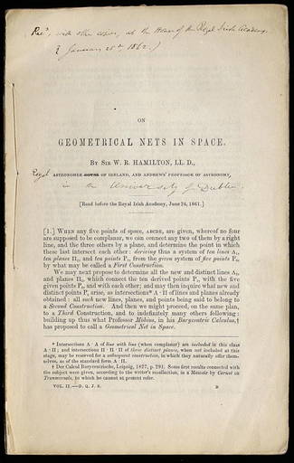 W.r. Hamilton's Last Substantial Mathematics Work