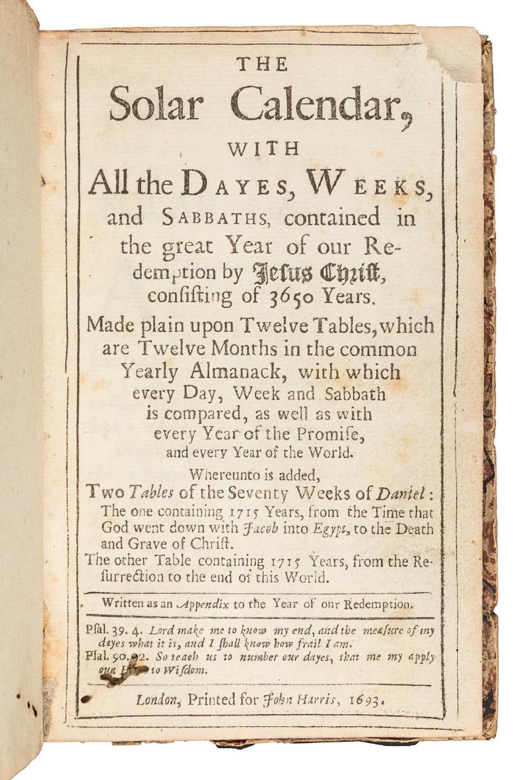 Mathematical Divinity & the Solar Calendar, 1693