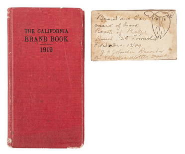 The California Brand Book 1919 And Sample Cattle Brand
