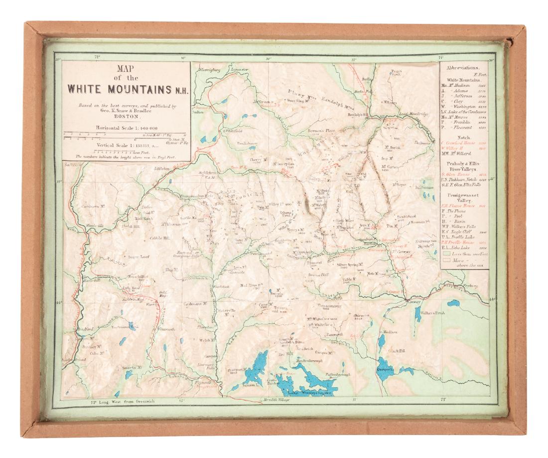 Raised Relief Map Of White Mountains Nh 1872