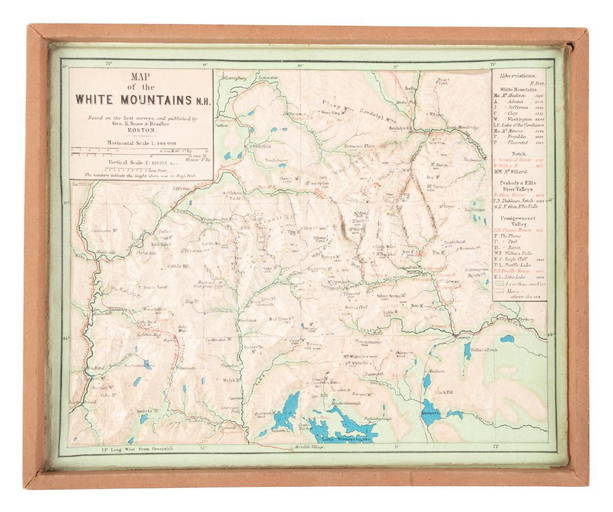 Raised Relief Map Of White Mountains Nh 1872