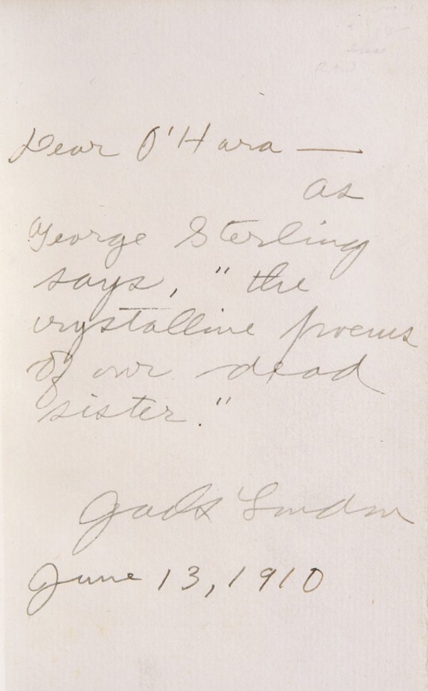 Nora May French Poems inscribed by Jack London - Nov 15, 2007 | PBA ...