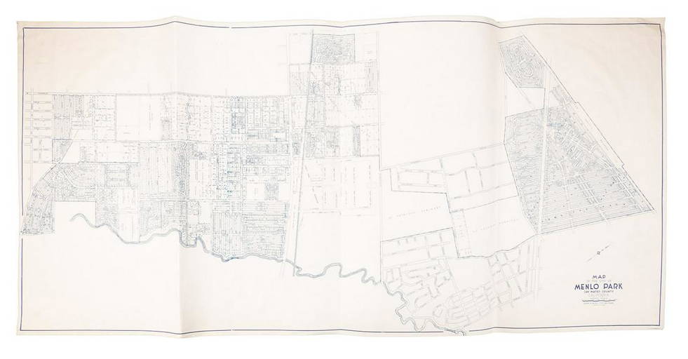 Rare Separate Map Of Menlo Park, Ca 1949
