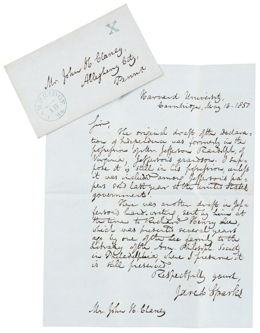 Historian Jared Sparks, letter about the Declaration of - Feb 20, 2020 ...