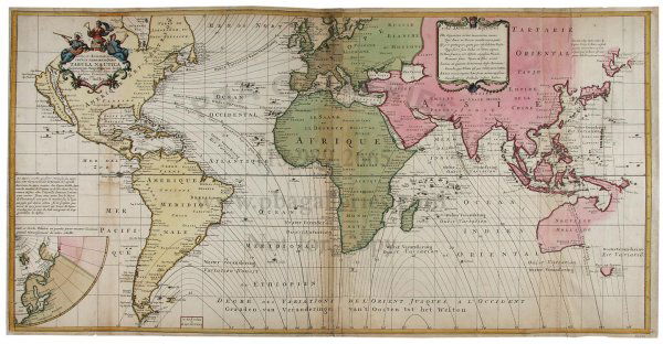 1300: Halley World Map with compass variations 1740 - Nov 06, 2008 ...