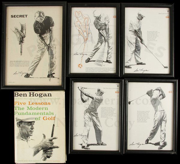 197: Ben Hogan Five lessons - 5 framed signed pages/bk